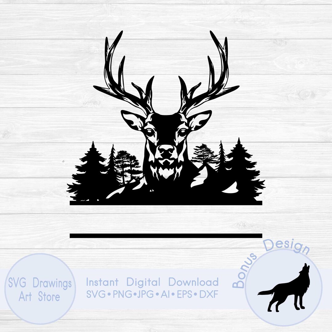 Deer Monogram Svg, Deer Hunting Svg, Forest Monogram Svg, Hunting Frame ...
