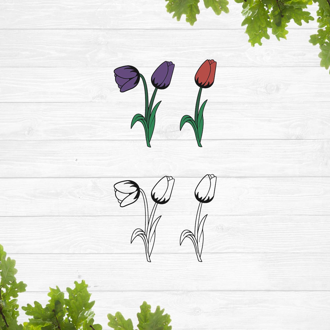 Tulip Svg, Tulip Flower Svg, Floral Svg, Botanical Svg, Flower Bouquet ...