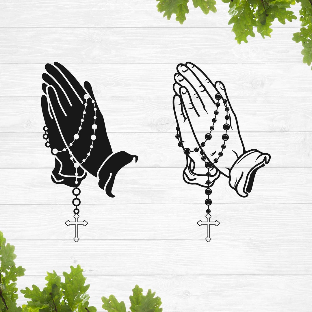Praying Hands With Rosary Svg, Prayer Hands Svg, Religious Svg - Etsy