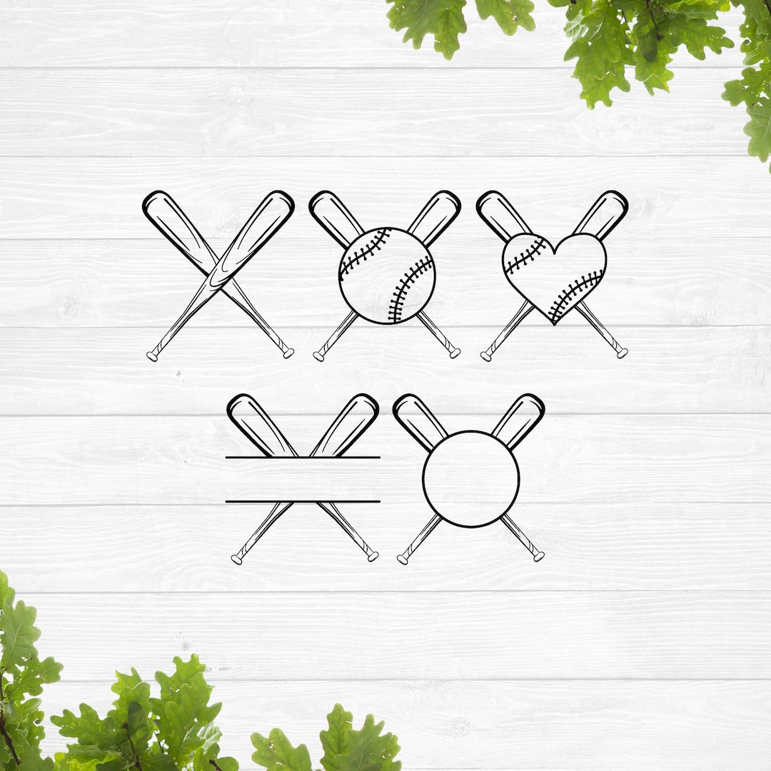 Baseball Crossed Bats Svg File Baseball Monogram Svg Image Baseball and ...
