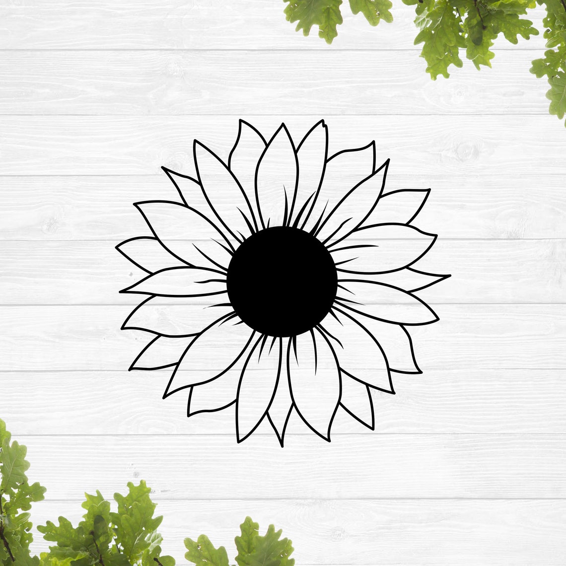 Sunflower Svg Sunflower Vector Clipart Black and White - Etsy