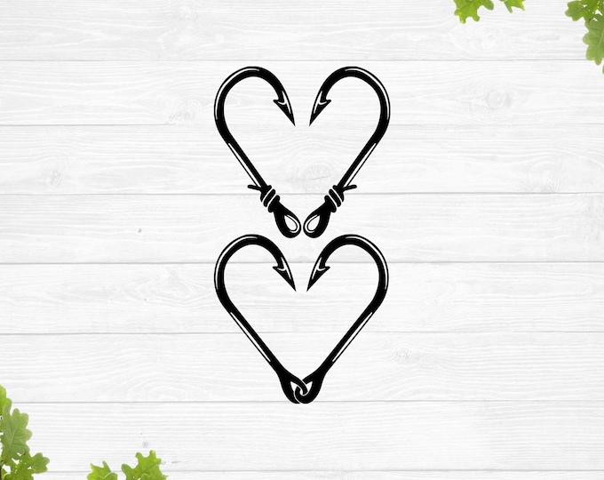 Fish Hook Heart Svg Fishing Svg Fisherman Svg Gift for Fisherman Fish Hooks Svg Fishing Eps ...
