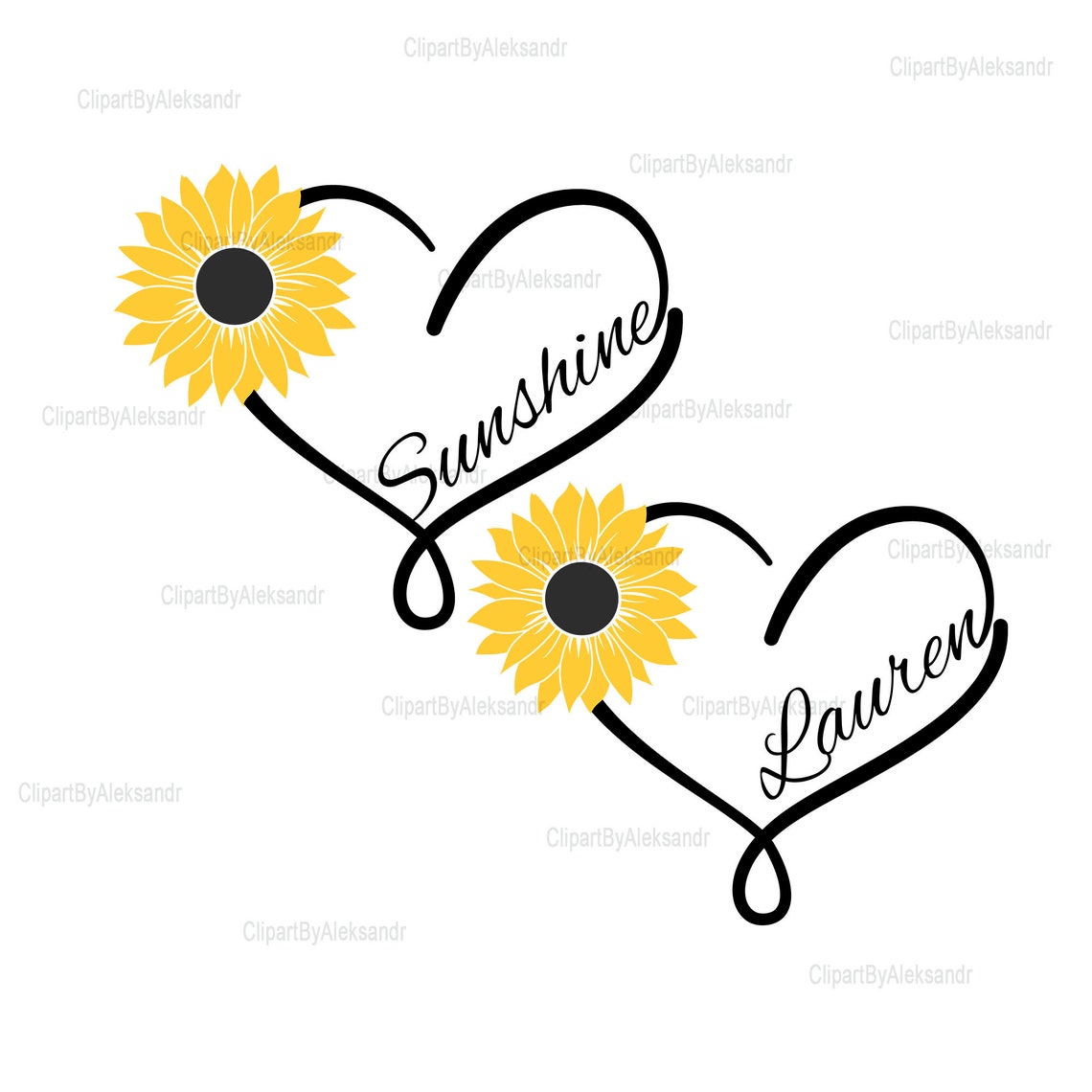 Sunshine Sunflower Heart Svg Custom Name Svg Sunflower Svg - Etsy
