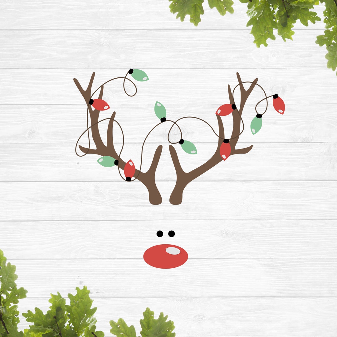 Christmas Deer Antlers Svg Design, Christmas Lights Svg, Reindeer Face ...