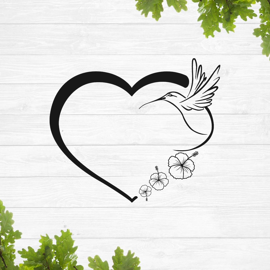 Hummingbird Svg, Hummingbird Heart Svg, Bird and Hibiscus Svg Svg ...
