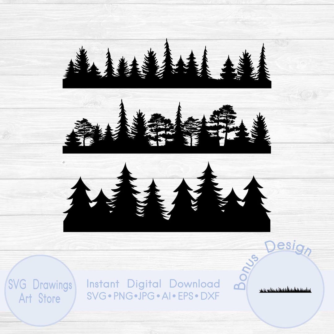 Tree Line Svg, Treeline Forest Svg, Tree Silhouette Svg, Woodland Svg ...