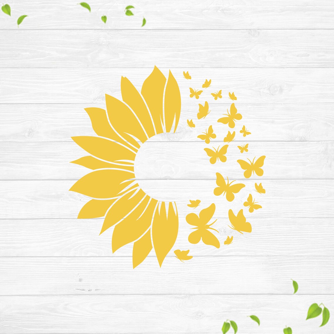 Sunflower With Butterfly Svg, Sunflower Vector Clipart Black and White ...