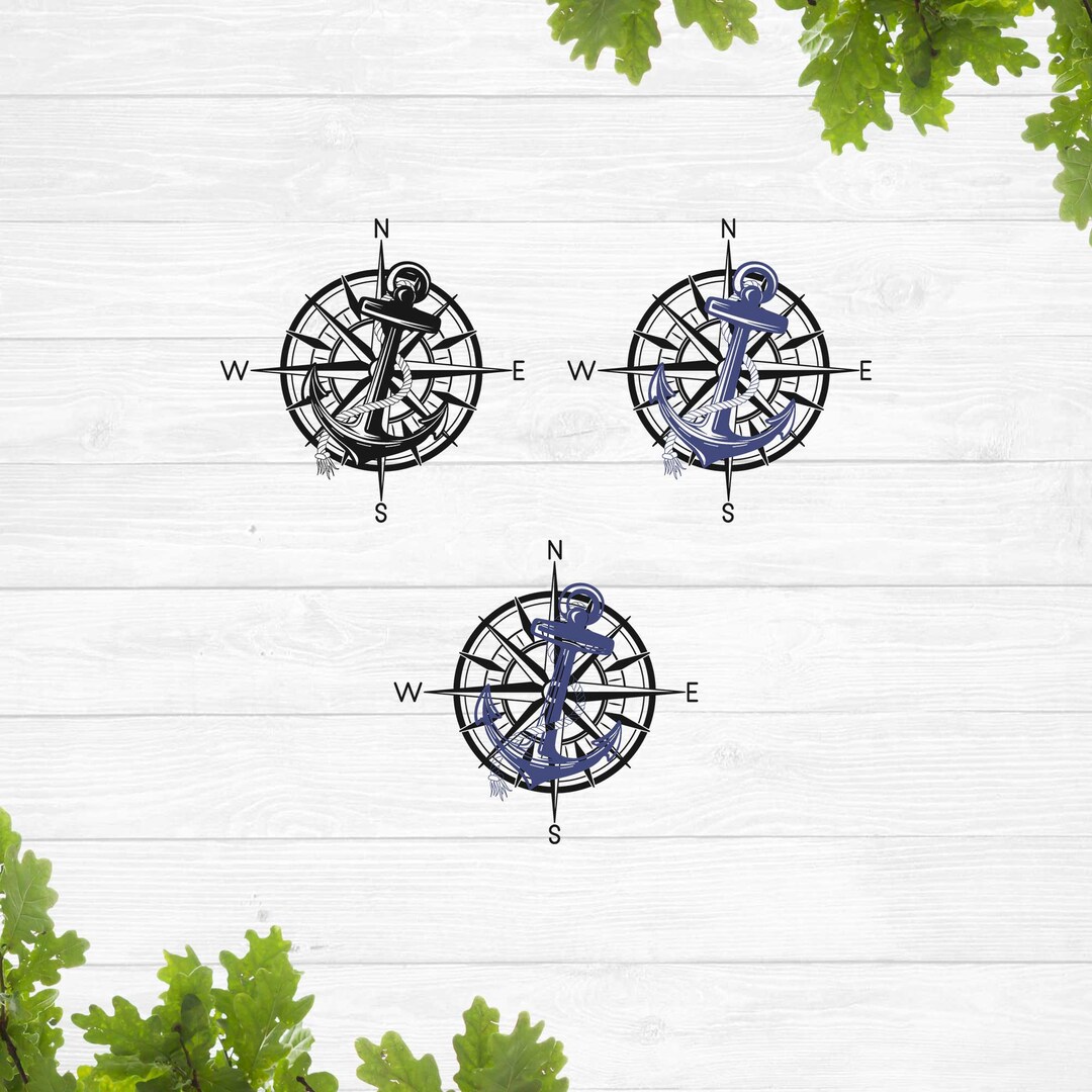 Compass Anchor Svg, Compass Svg, Nautical Compass Svg, Layered Svg ...