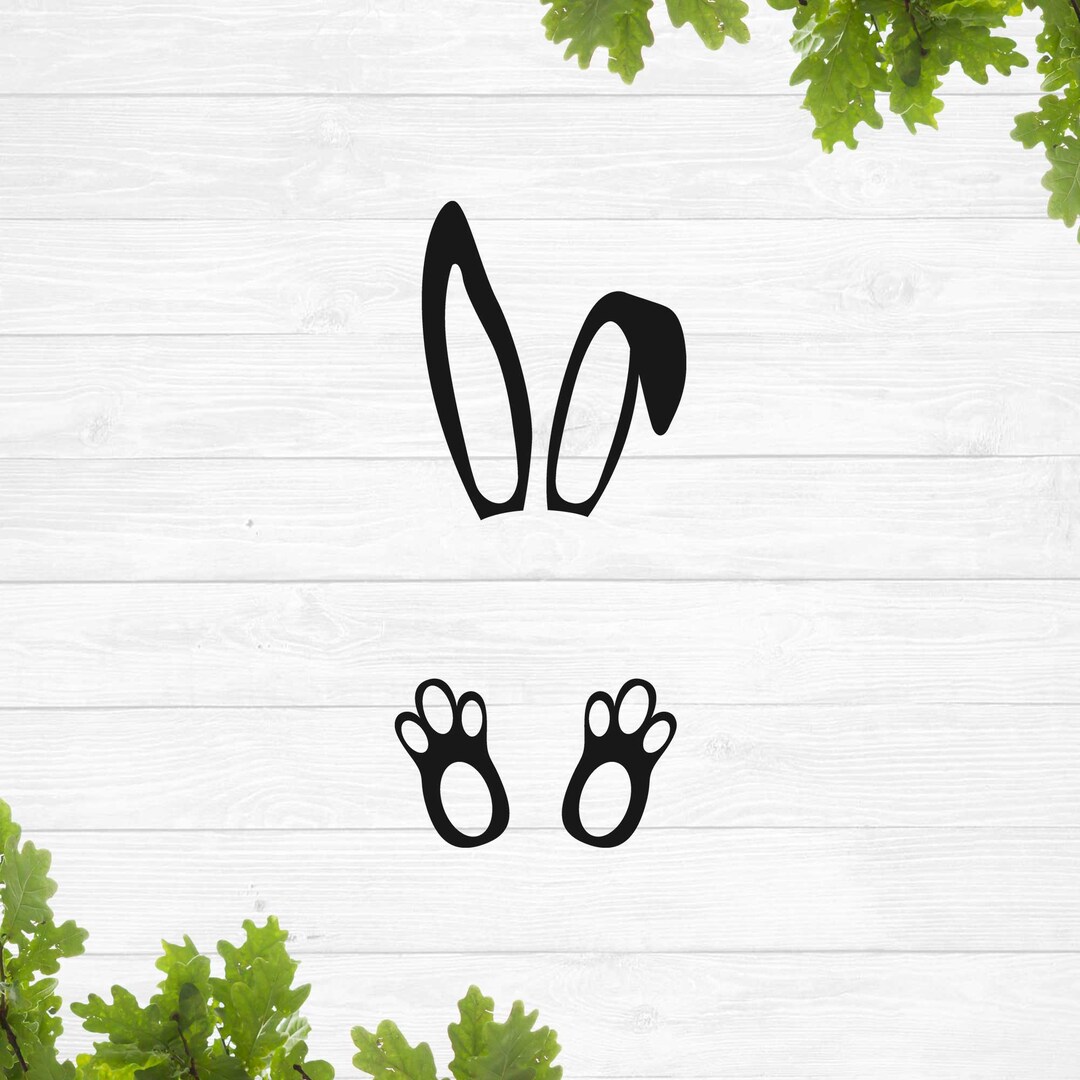 Bunny Ears and Feet Svg, Easter Bunny Svg, Bunny Monogram Svg, Cute ...