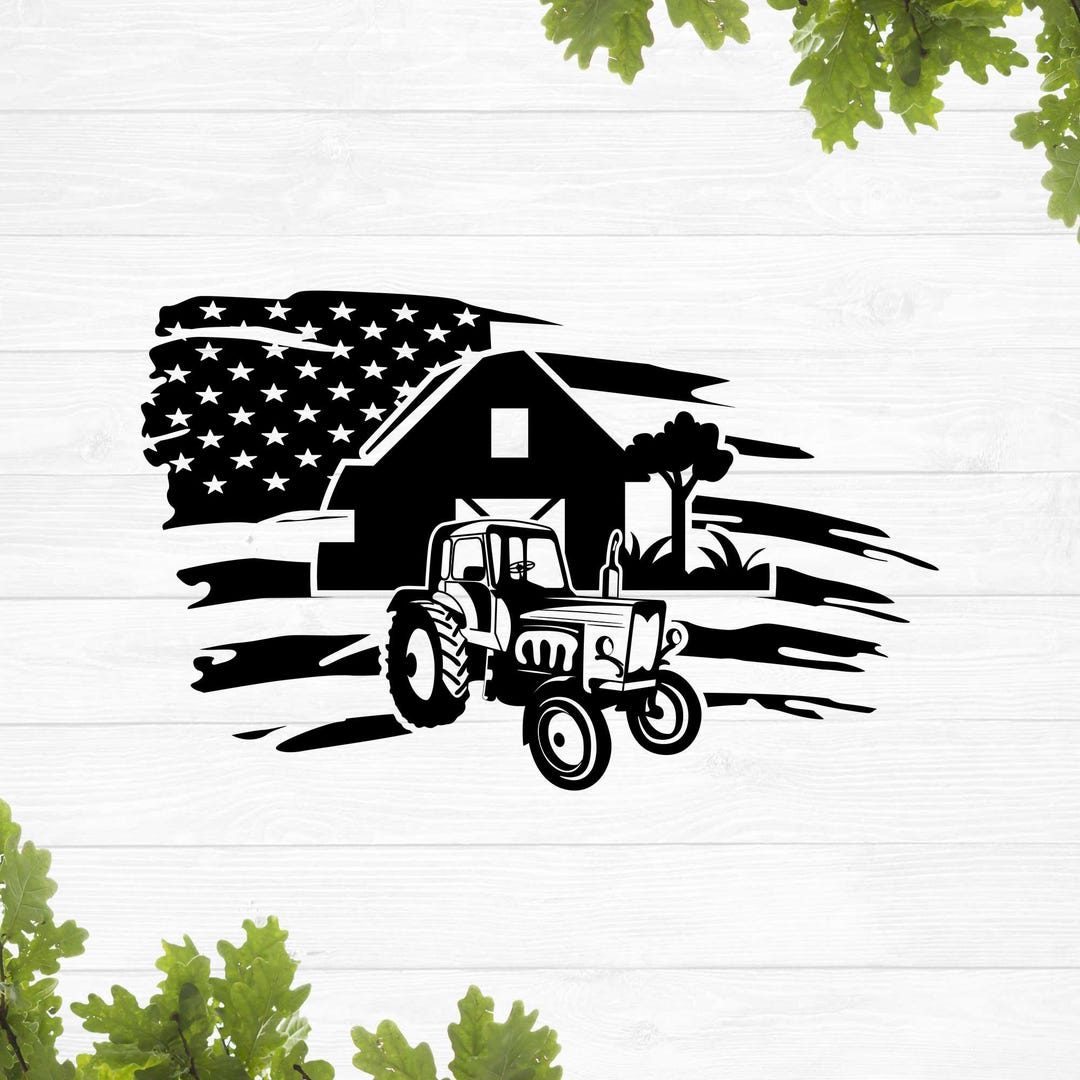 US Farm Tractor Svg, American Flag Svg, Farmer Svg, Tractor Clipart ...