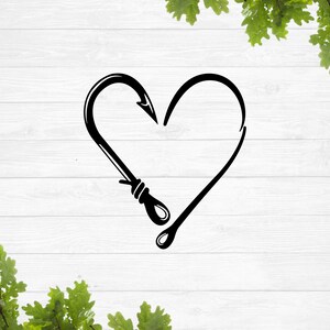 Fish Hook Heart Svg, Fish on Svg, Love Fishing Svg, Fishing Monogram ...