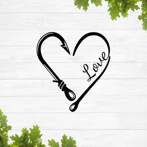 Fish Hook Heart Svg, Fish on Svg, Love Fishing Svg, Fishing Monogram ...