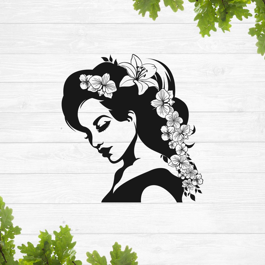 Floral Woman Svg, Woman With Flowers Svg, Flower Girl Svg, Lady Svg - Etsy