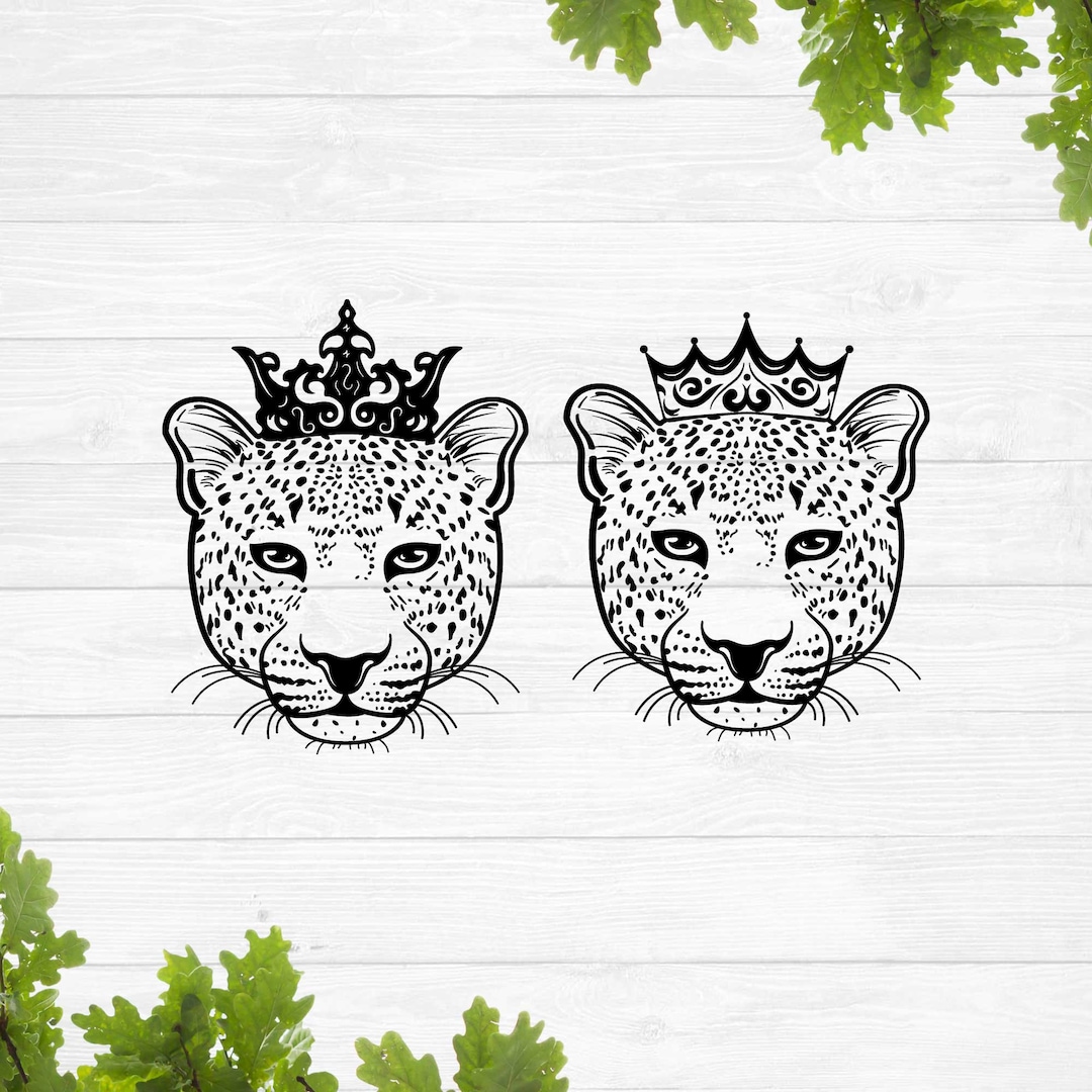 Leopard With Crown Svg, Leopard Head Svg, Leopard Face Svg - Etsy