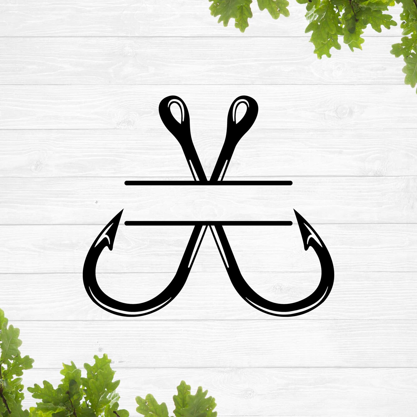 Fish Hook Svg, Crossed Fish Hook Svg, Fish Hook Monogram Svg, Split ...