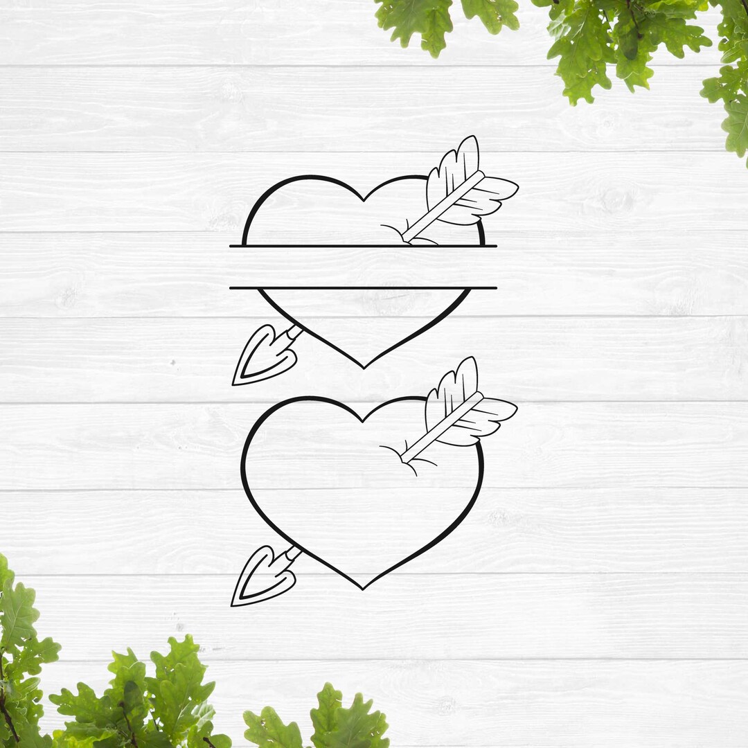 Heart and Arrow Svg, Heart Monogram Svg, Valentine's Day Svg, Love ...
