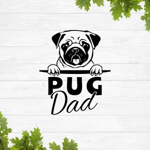 Pug Mom Svg, Pug Dad Svg, Pug Face Svg, Funny Dog Svg, Peeking Dog Svg ...