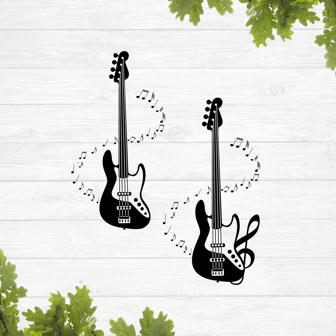 SVG Electric Guitar With Notes and Key Svg Guitar Silhouette | Etsy