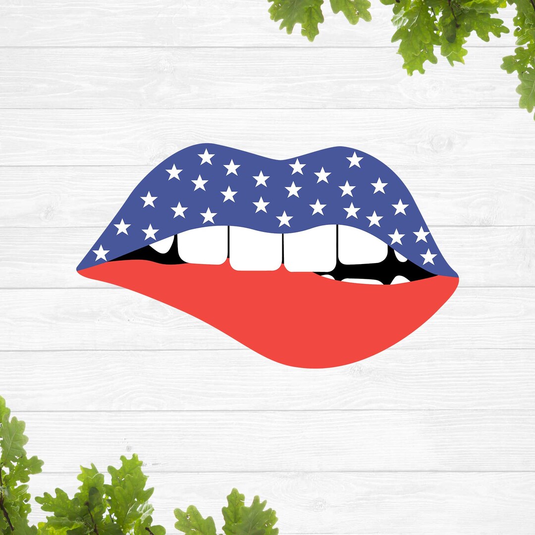4th of July Svg Lips Svg, Patriotic Lips Svg, Lips With Stars Svg ...