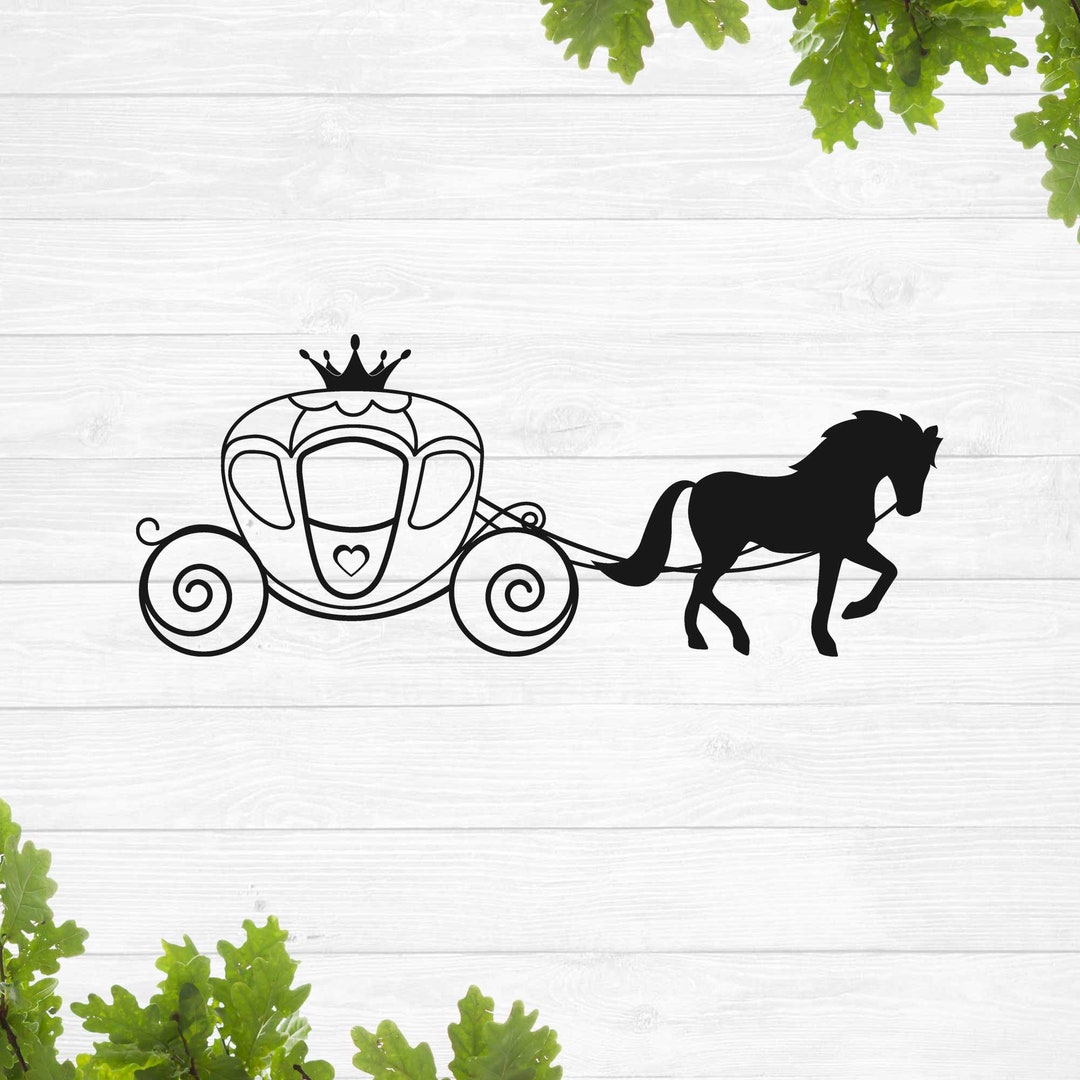Princess Carriage With Horse Svg, Fairy Svg, Vintage Horse Carriage Svg ...