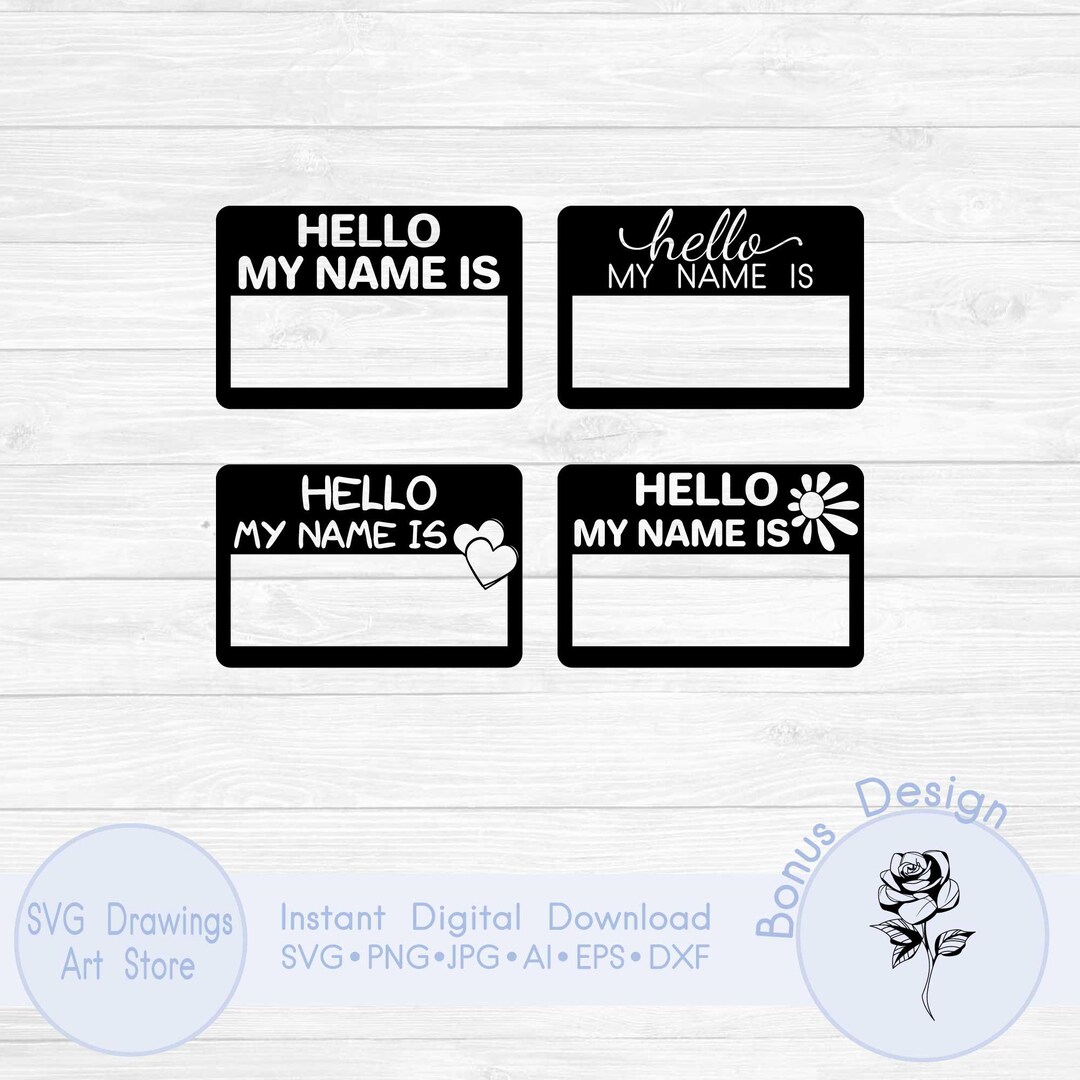 Hello My Name is Svg, Name Tag Svg, Baby Svg, Name Badge Svg, Floral ...