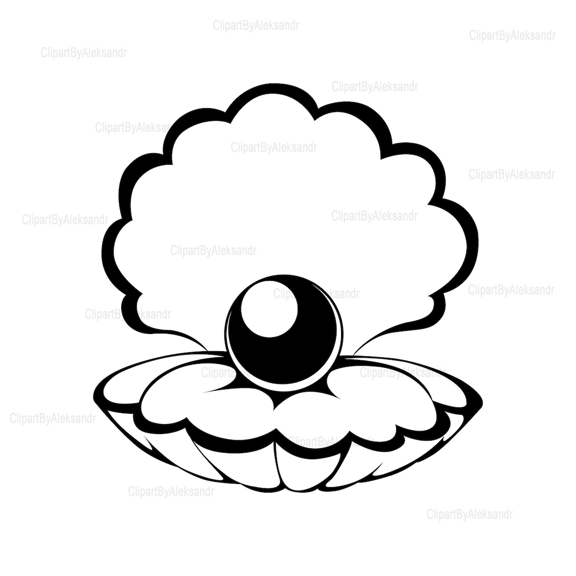 SVG pearl svg aka pearls svg black pearl svg clam shell | Etsy