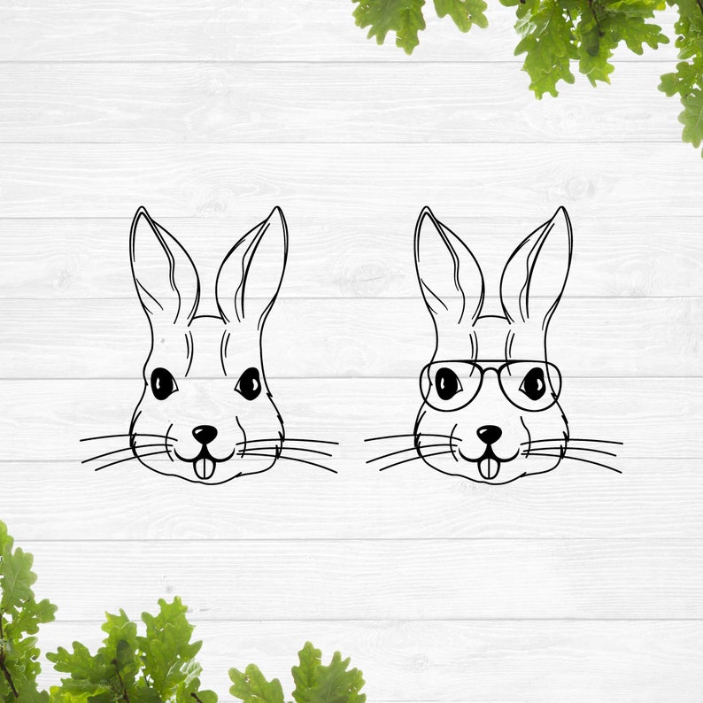Rabbit Head With Glasses Svg Bunny With Glasses Svg Bunny - Etsy
