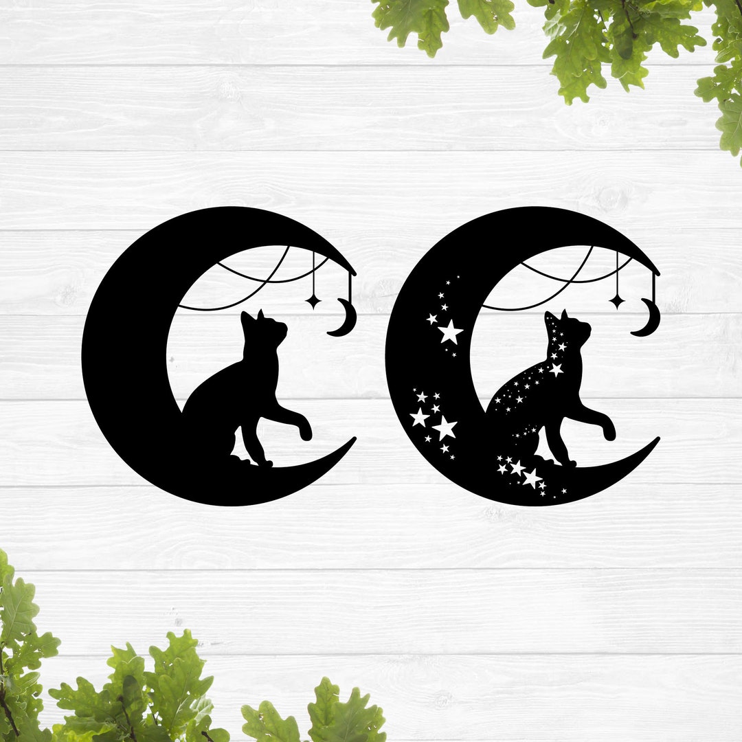 Cat Moon Svg, Black Cat Svg, Celestial Svg, Halloween Svg, Mystical Svg ...