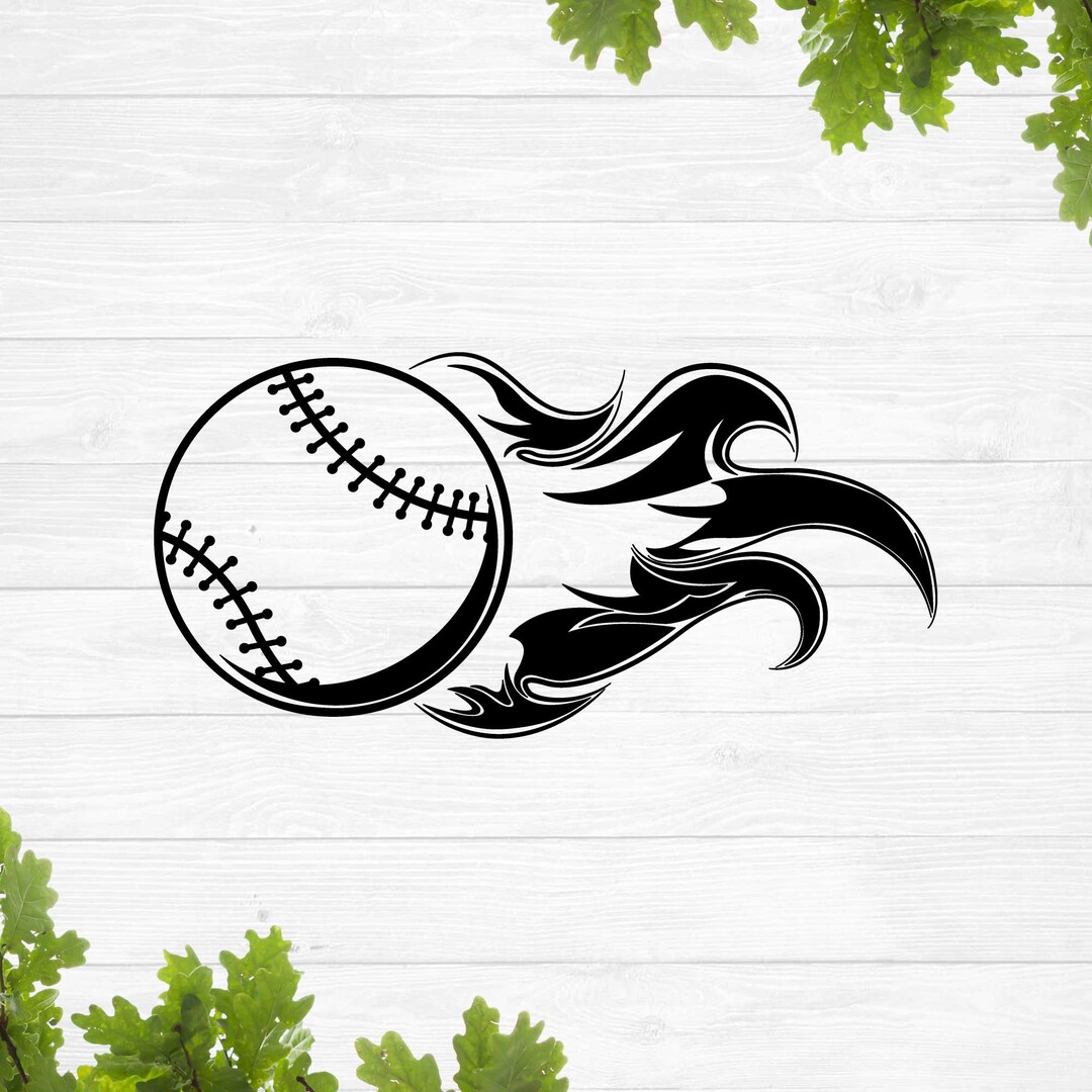 Baseball With Flames Svg Design Baseball Shirt Design Flaming Baseball ...