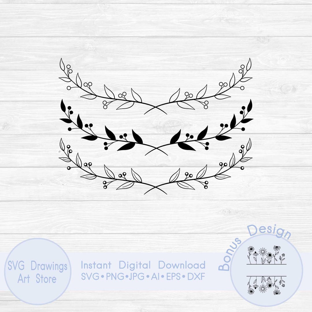 Laurel Wreath Border Svg, Leaf Border Svg, Wedding Wreath Svg, Floral ...