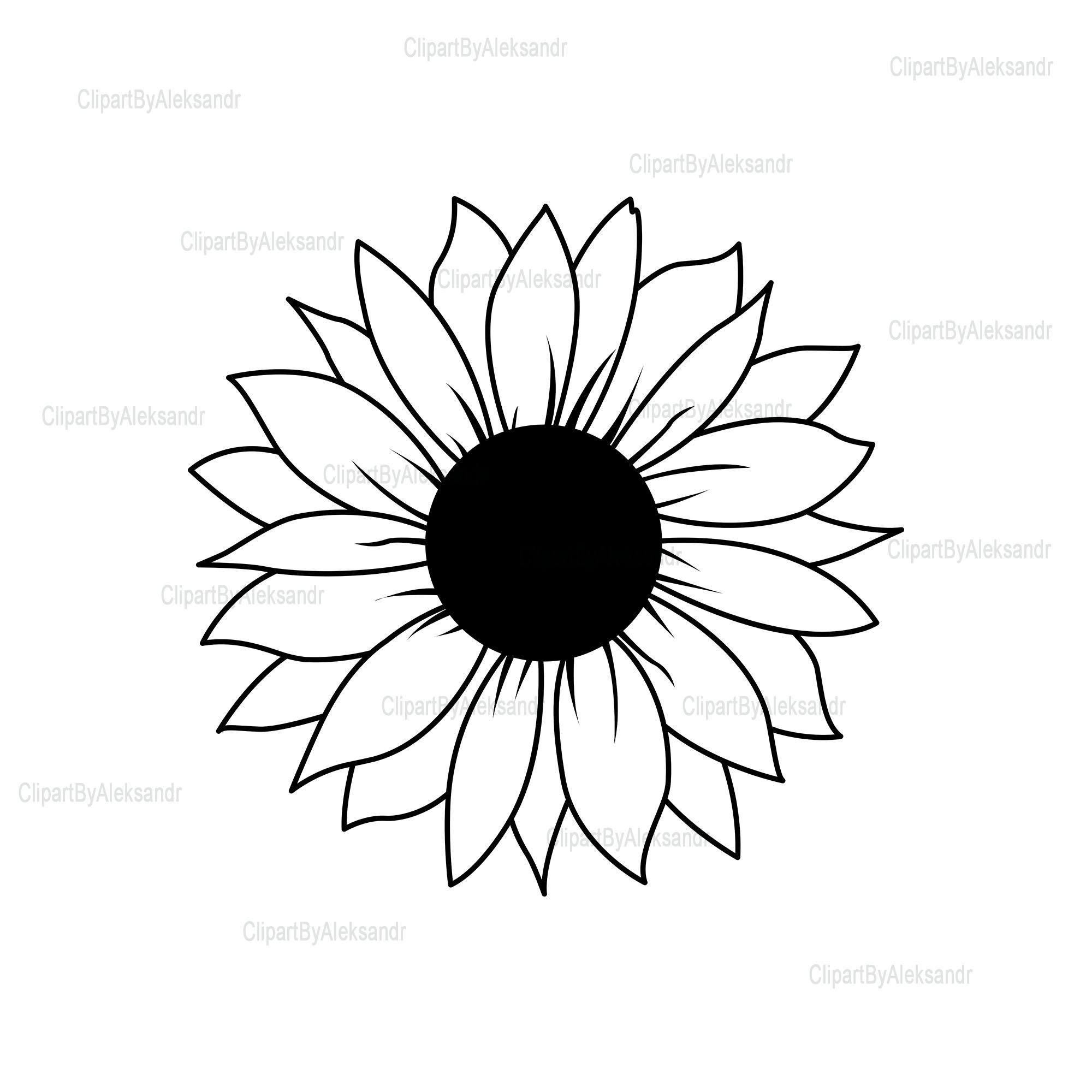 Sunflower Clip Art Black And White