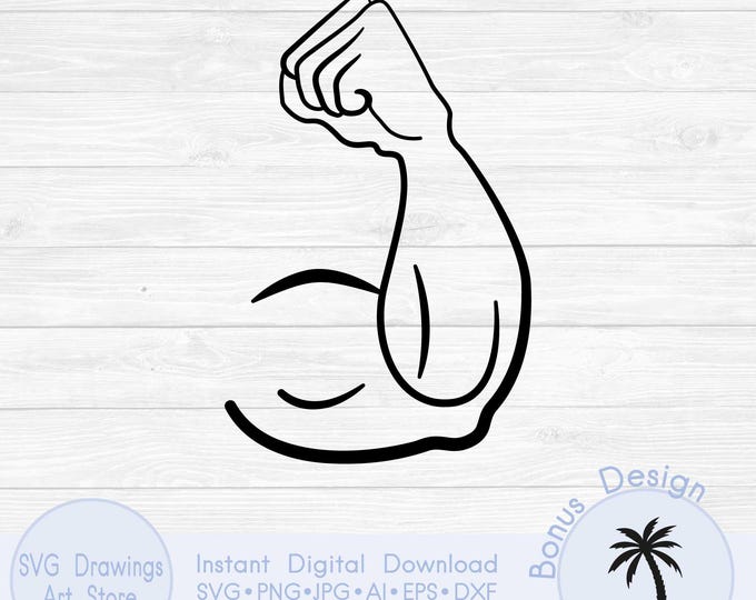 Biceps Svg, Arm Flex Svg, Strong Arm Svg, Vector Cut File for Cricut ...