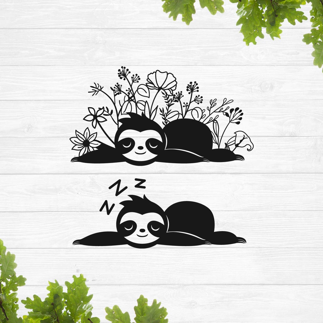 Sloth Svg, Sloth With Flowers Svg, Cute Sloth Svg, Funny Sloth Svg - Etsy