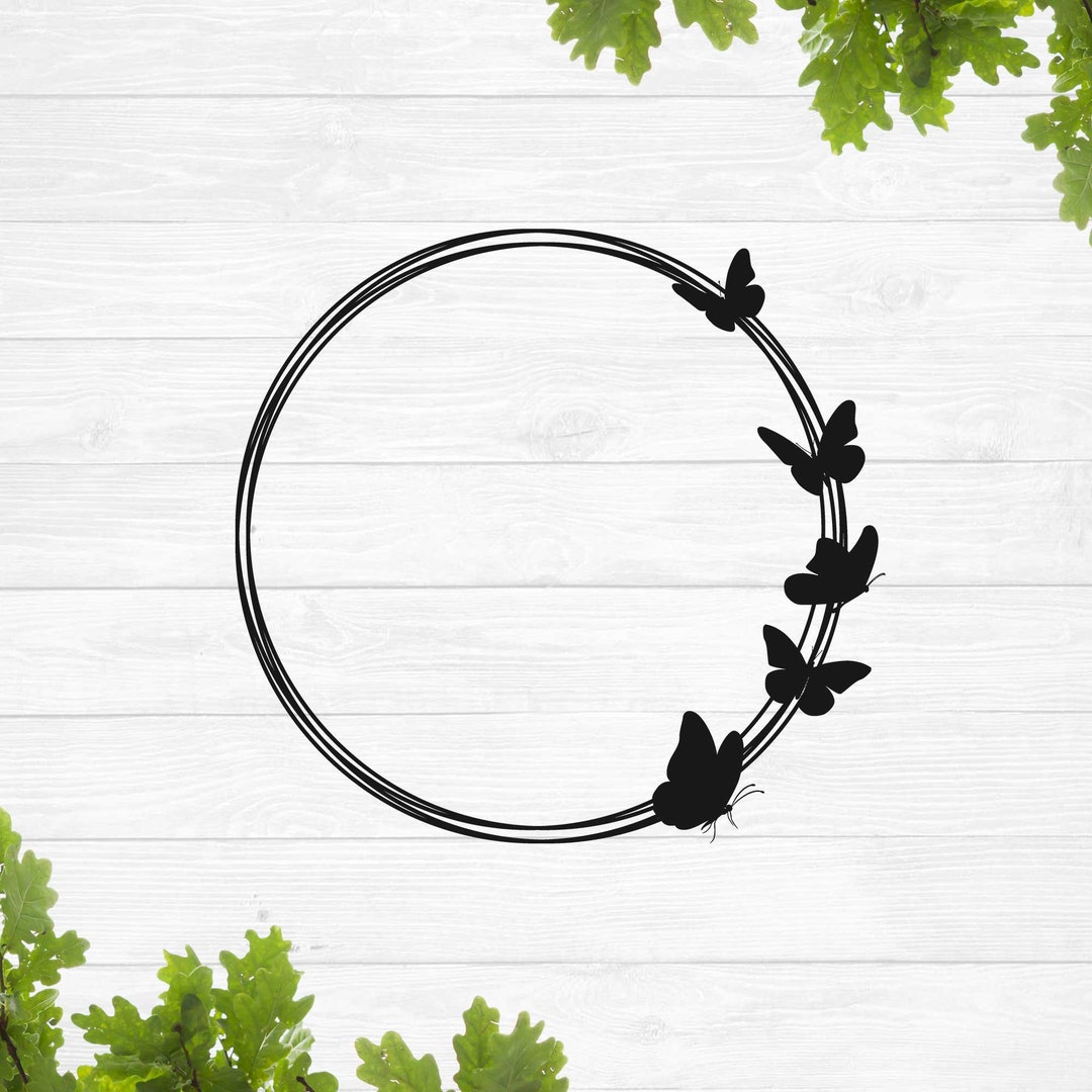 Butterfly Frame Svg, Butterfly Monogram Frame Svg, Circle Frame ...