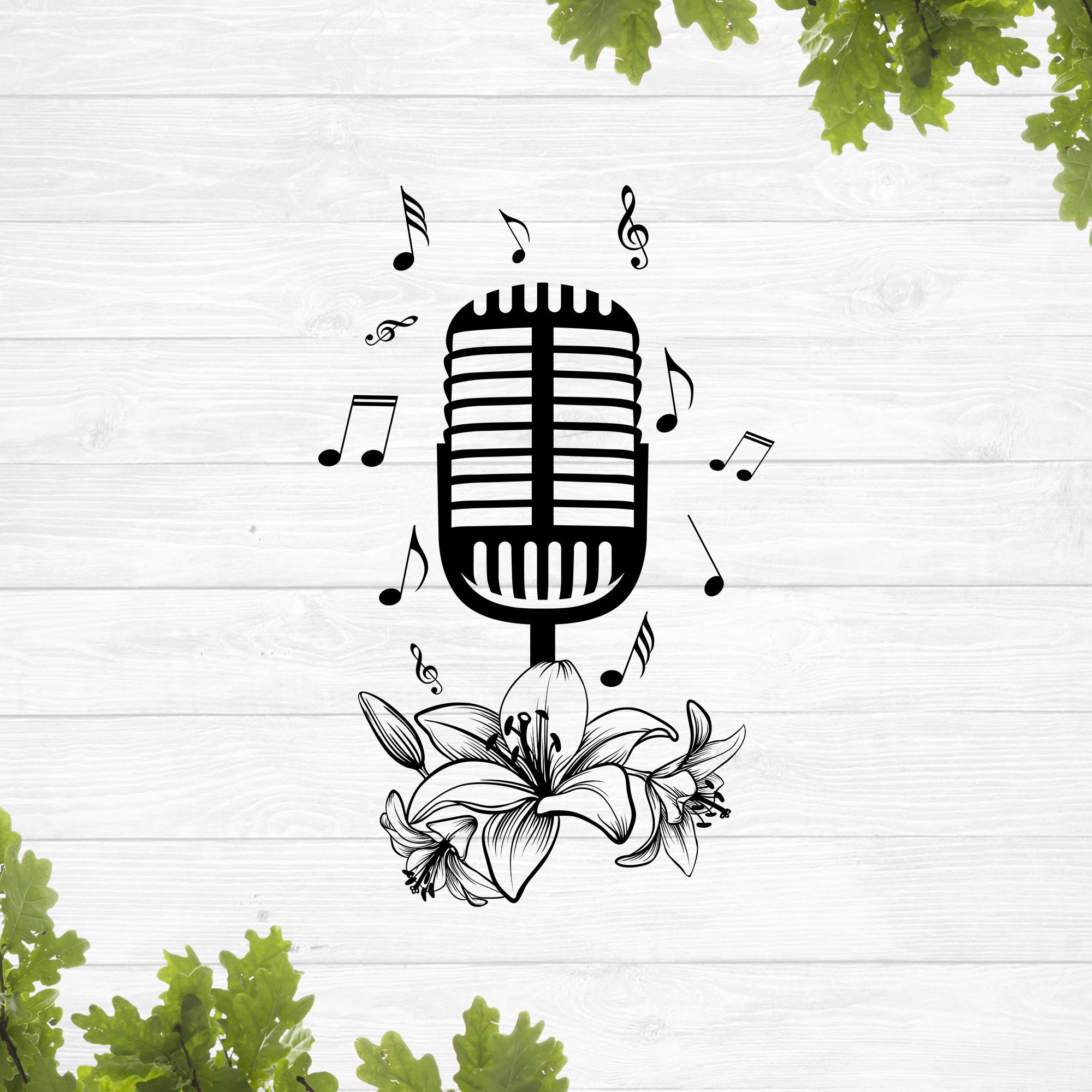 SVG, Vintage Microphone Lily Svg, Microphone Icon Svg, Radio Microphone ...