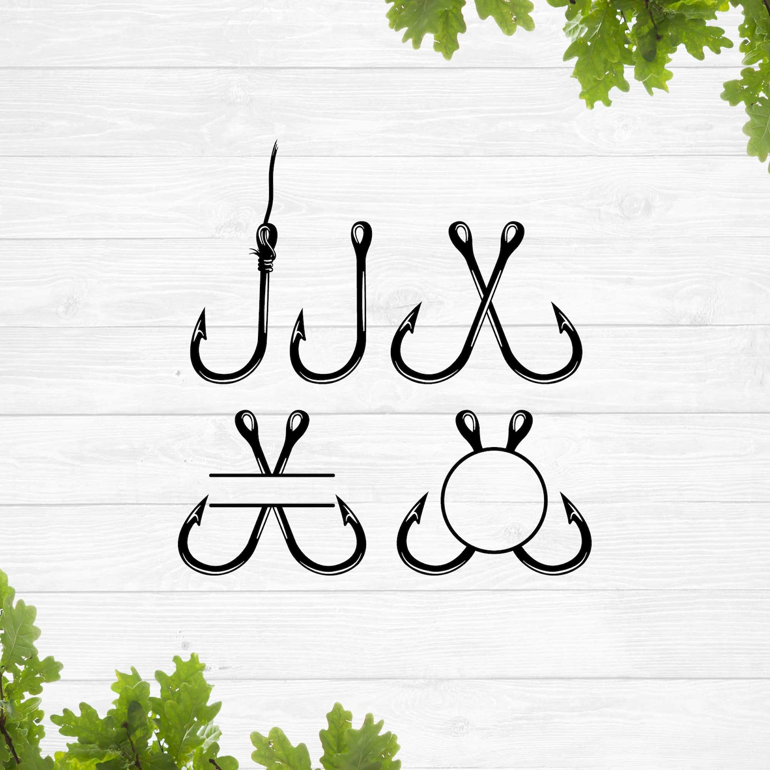Fish Hook Svg Crossed Fish Hook Svg Fish Hook Monogram Svg - Etsy