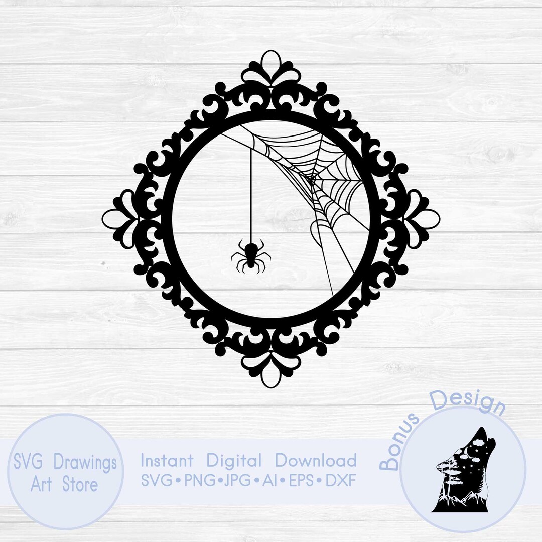 Scary Halloween Mirror Svg, Mirror With Spider Web Svg, Gothic Corner ...