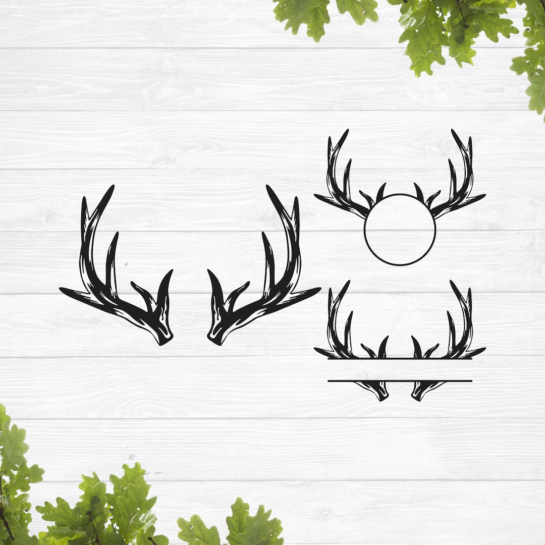 Deer Antlers Svg Antler Monogram Svg Split Antlers Svg Etsy