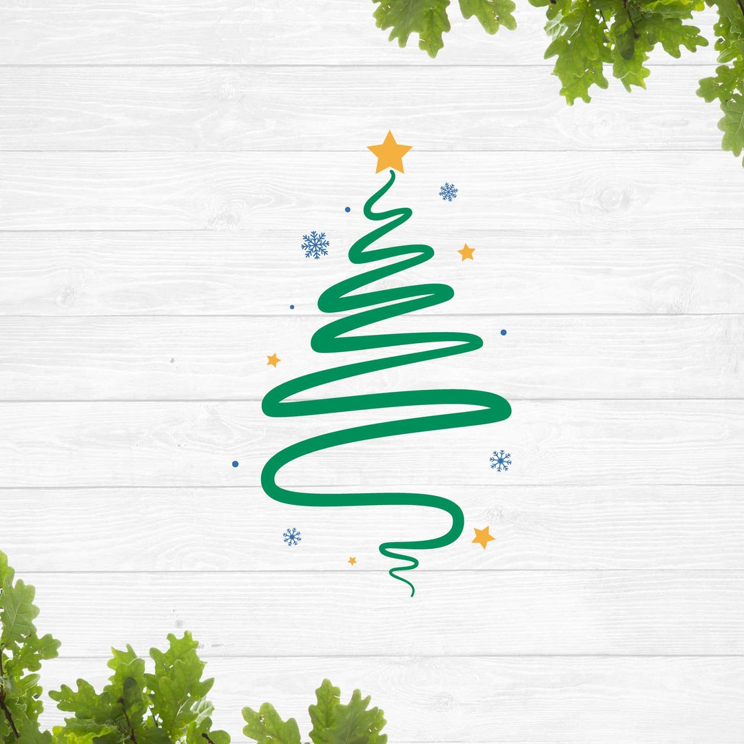 Swirly Christmas Tree With Star Svg, Swirl Tree Svg, Spiral Christmas ...