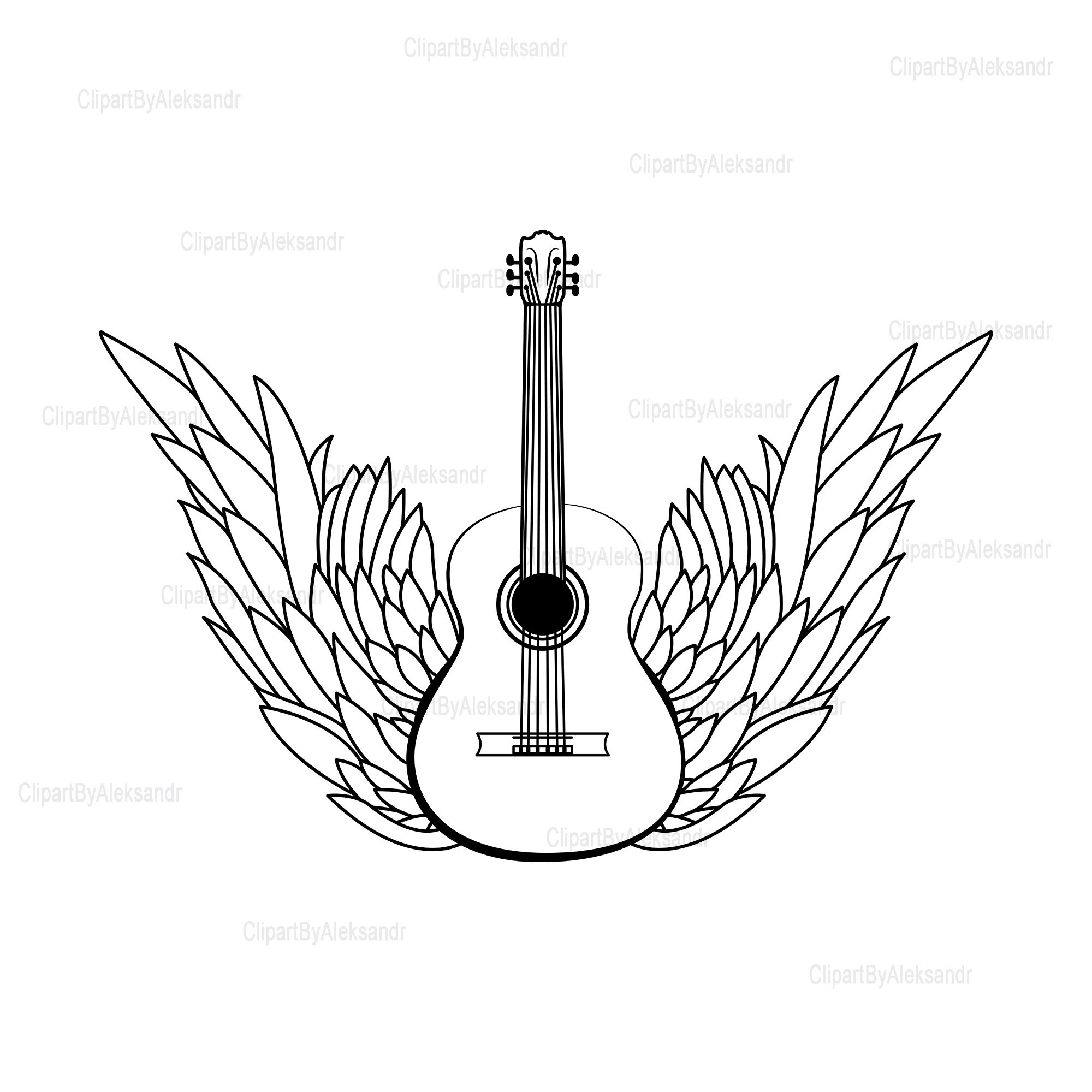 SVG Guitar and Angel Wings Svg Guitar Svg Guitar Silhouette - Etsy Canada