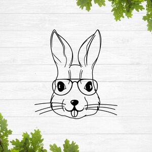 Rabbit Head With Glasses Svg, Bunny With Glasses Svg, Bunny Face Svg ...