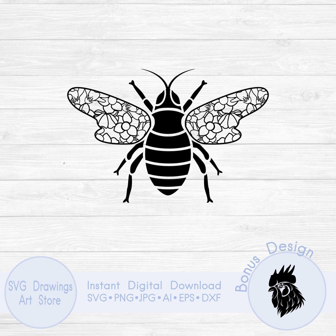 Floral Bee SVG | Decorative Honey Bee Cut File for Cricut and ...