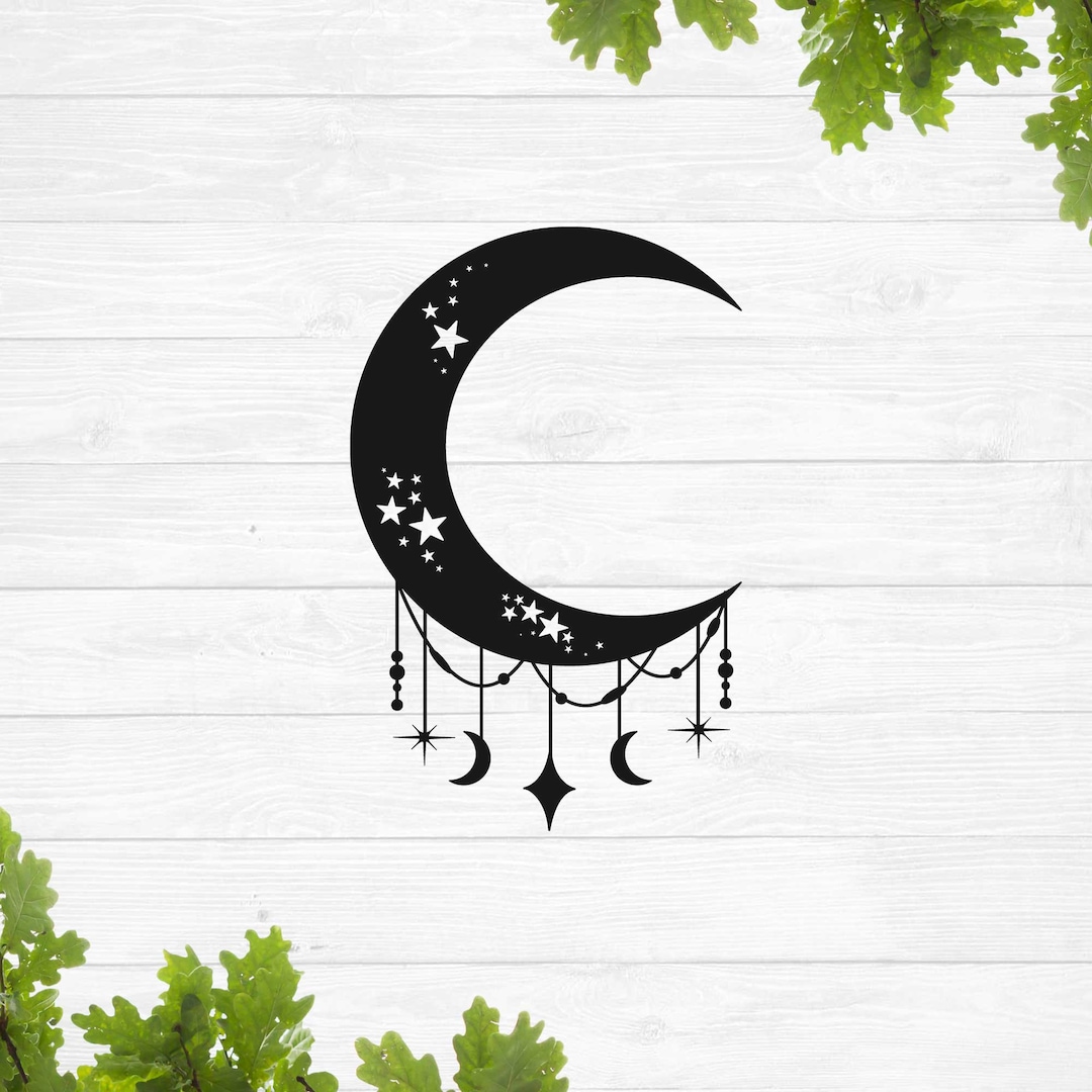 Moon Svg, Moon With Stars Svg, Moon Outline Svg, Moon Dream Catcher Svg ...