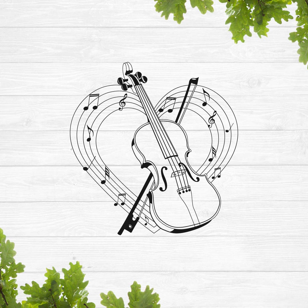 Violin With Hearts Svg, Violin With Notes Svg - Etsy