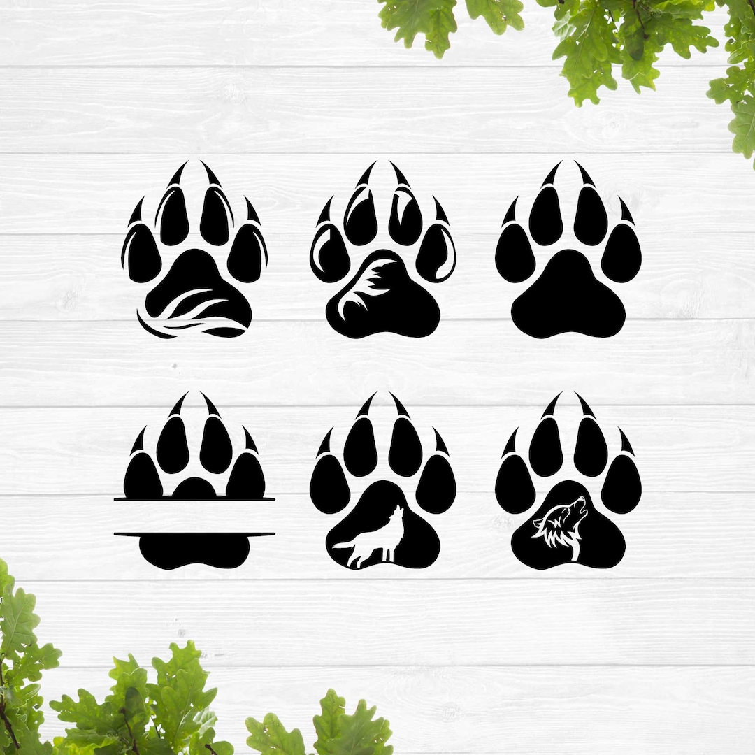 Wolf Paw Svg, Paw Monogram Svg, Paw Print Svg, Split Paw Svg - Etsy