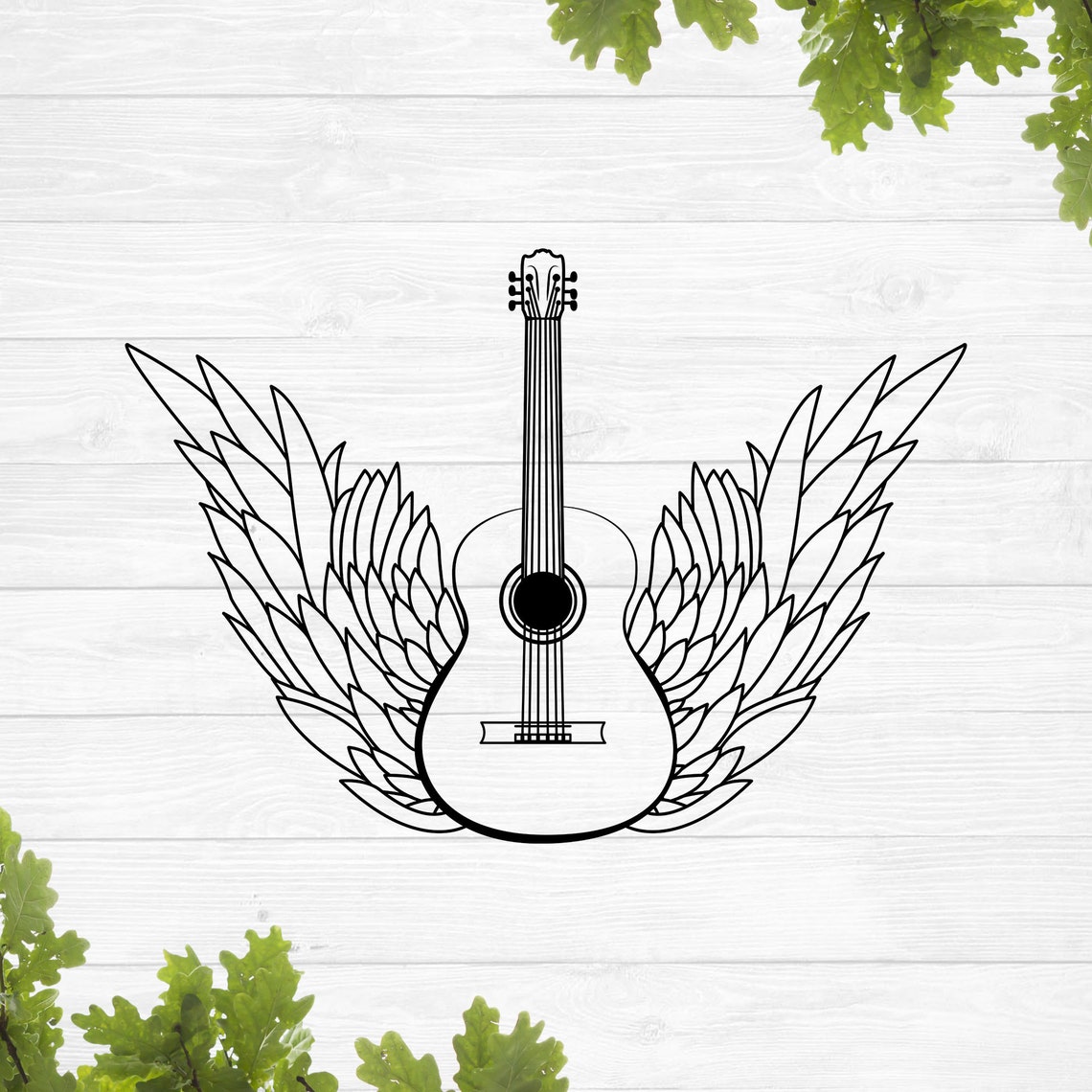SVG, Guitar and Angel Wings Svg, Guitar Svg, Guitar Silhouette Svg ...