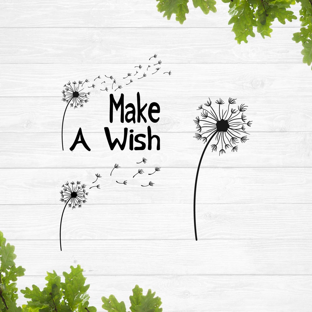 Dandelion Svg, Make a Wish Svg, Dandelion Blowing Svg, Dandelion Flower ...