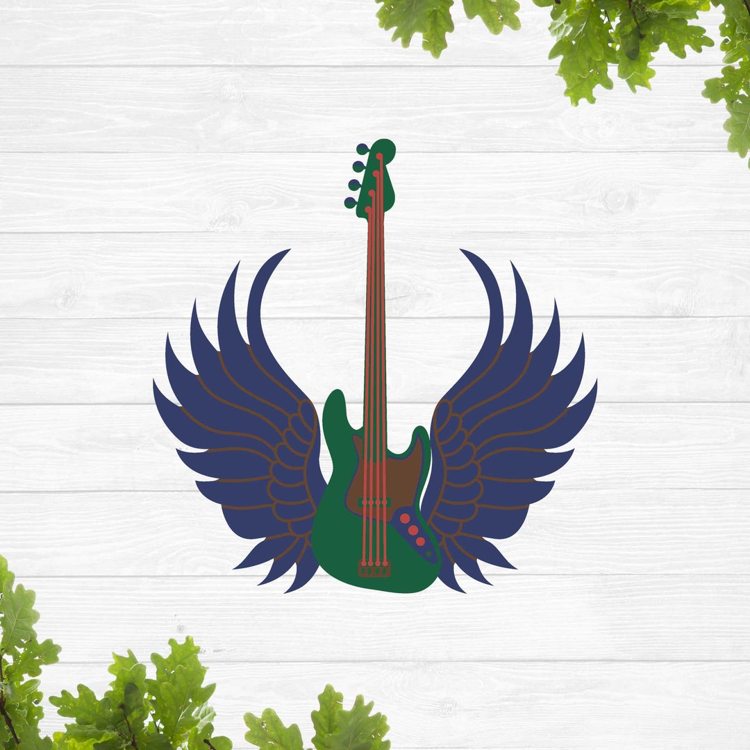 Electric Guitar and Angel Wings Svg 4-layer Design SVG - Etsy