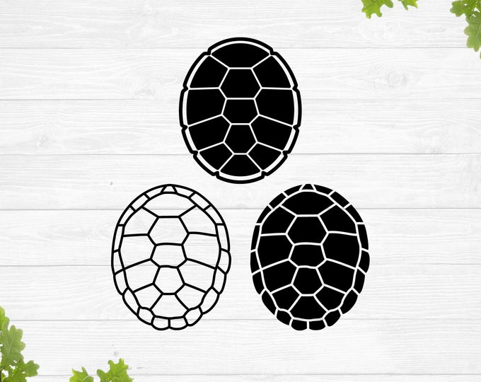 Turtle Shell Vector Clipart Set / Outline & Stamp Drawing Illustrations ...