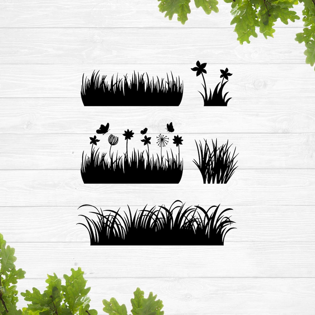 Grass Border Svg, Grass With Flowers Svg, Grasses Svg, Wild Grass Svg ...